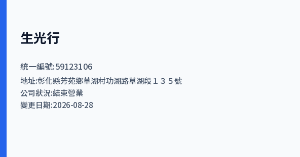 生光行的照片-統編 59123106(彰化縣) 公司登記資料與營業項目詳細圖表