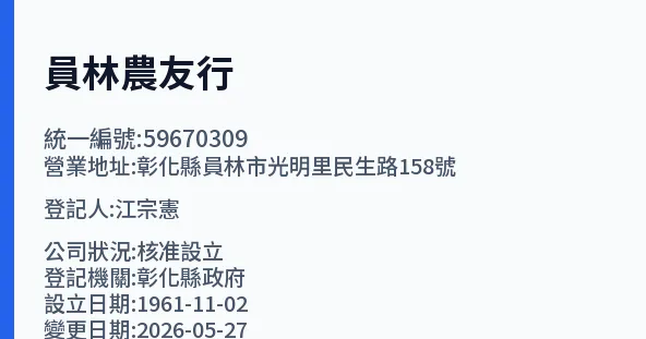 員林農友行的照片-統編 59670309(彰化縣) 公司登記資料與營業項目詳細圖表