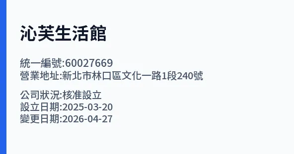 沁芙生活館的照片-統編 60027669(新北市) 公司登記資料與營業項目詳細圖表