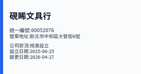 硯睎文具行的照片-統編 60052076(新北市) 公司登記資料與營業項目詳細圖表