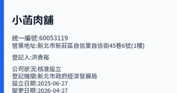 小菡肉舖的照片-統編 60053119(新北市) 公司登記資料與營業項目詳細圖表
