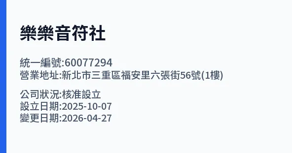 樂樂音符社的照片-統編 60077294(新北市) 公司登記資料與營業項目詳細圖表
