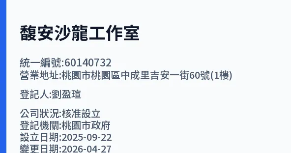 馥安沙龍工作室的照片-統編 60140732(桃園市) 公司登記資料與營業項目詳細圖表