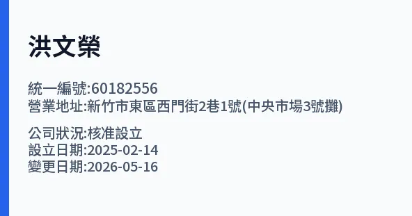 洪文榮的照片-統編 60182556(新竹市) 公司登記資料與營業項目詳細圖表