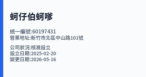 蚵仔伯蚵嗲的照片-統編 60197431(新竹市) 公司登記資料與營業項目詳細圖表