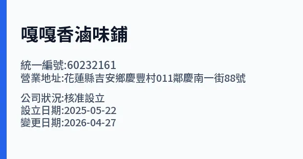嘎嘎香滷味鋪的照片-統編 60232161(花蓮縣) 公司登記資料與營業項目詳細圖表