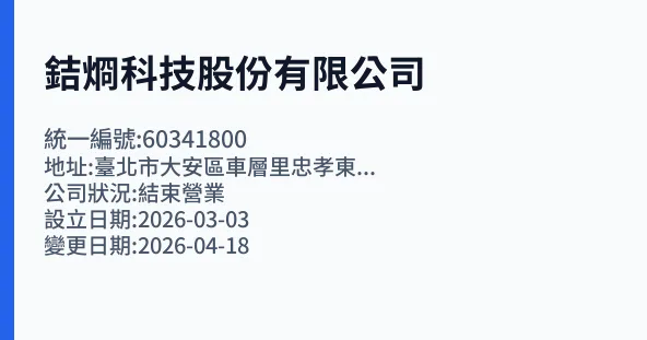 銡烱科技股份有限公司的照片-統編 60341800(臺北市) 公司登記資料與營業項目詳細圖表