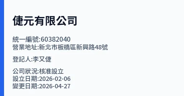 倢元有限公司的照片-統編 60382040(新北市) 公司登記資料與營業項目詳細圖表