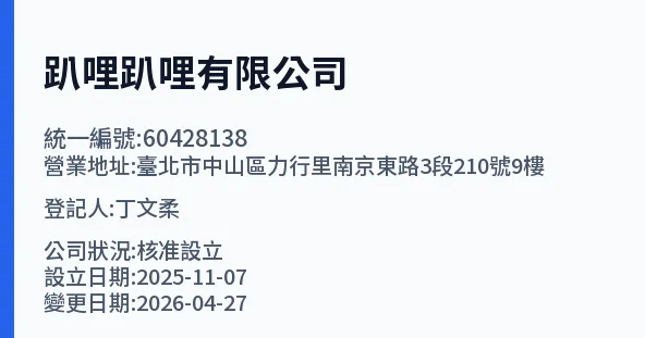趴哩趴哩有限公司的照片-統編 60428138(臺北市) 公司登記資料與營業項目詳細圖表