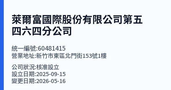 萊爾富國際股份有限公司第五四六四分公司的照片-統編 60481415(嘉義市) 公司登記資料與營業項目詳細圖表
