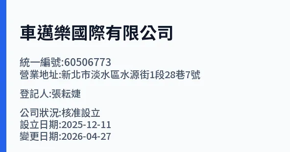 車邁樂國際有限公司的照片-統編 60506773(新北市) 公司登記資料與營業項目詳細圖表