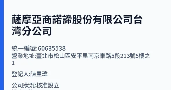薩摩亞商諾諦股份有限公司台灣分公司的照片-統編 60635538(臺北市) 公司登記資料與營業項目詳細圖表
