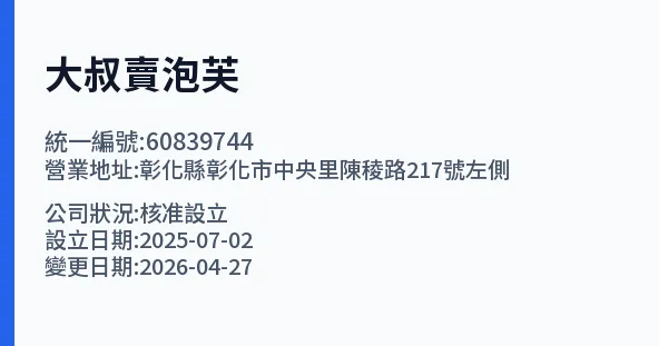 大叔賣泡芙的照片-統編 60839744(彰化縣) 公司登記資料與營業項目詳細圖表