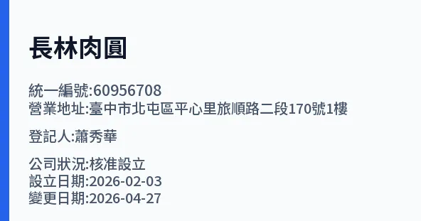 長林肉圓的照片-統編 60956708(臺中市) 公司登記資料與營業項目詳細圖表