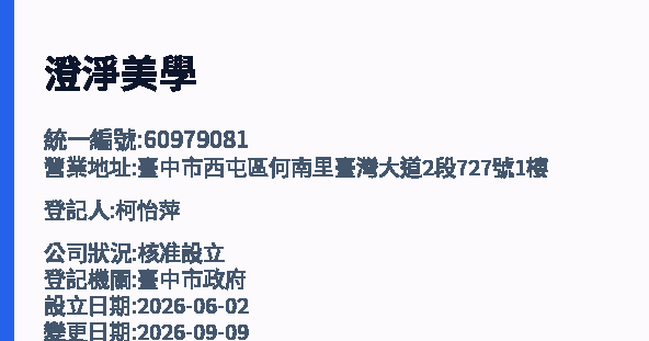 澄淨美學的照片-統編 60979081 公司登記資料與營業項目詳細圖表