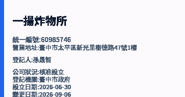 一揚炸物所的照片-統編 60985746 公司登記資料與營業項目詳細圖表