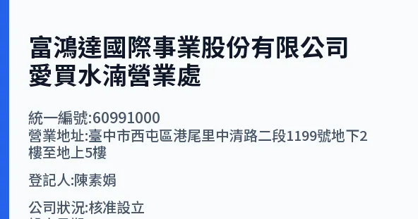 富鴻達國際事業股份有限公司愛買水湳營業處的照片-統編 60991000(臺中市) 公司登記資料與營業項目詳細圖表
