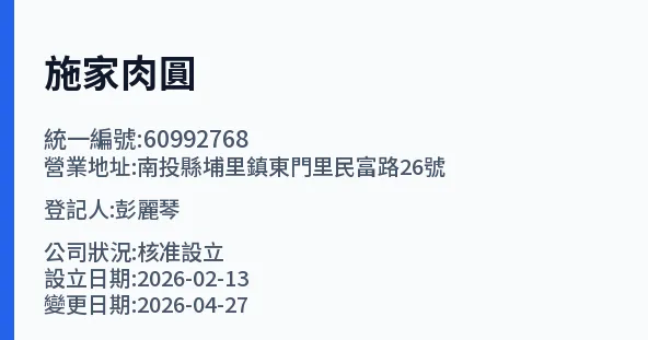 施家肉圓的照片-統編 60992768(南投縣) 公司登記資料與營業項目詳細圖表