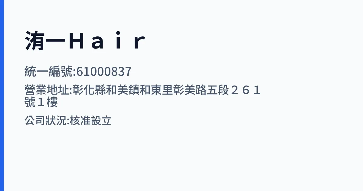 洧一Ｈａｉｒ - 統編 61000837(彰化縣) 公司登記資料與營業項目詳細圖表
