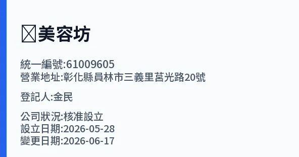 靓美容坊的照片-統編 61009605(彰化縣) 公司登記資料與營業項目詳細圖表