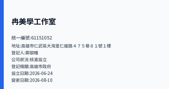 冉美學工作室的照片-統編 61151052 公司登記資料與營業項目詳細圖表