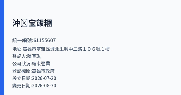沖縄宝飯糰的照片-統編 61155607 公司登記資料與營業項目詳細圖表