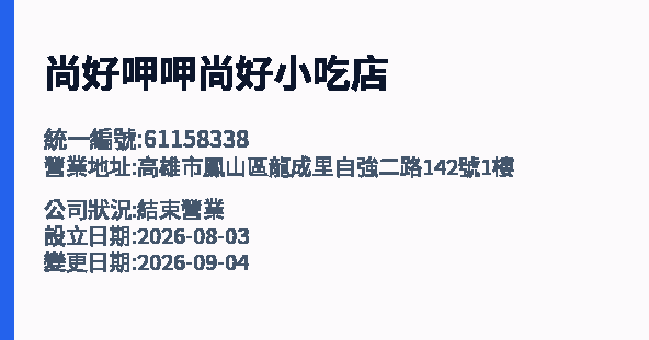 尚好呷呷尚好小吃店的照片-統編 61158338(高雄市) 公司登記資料與營業項目詳細圖表