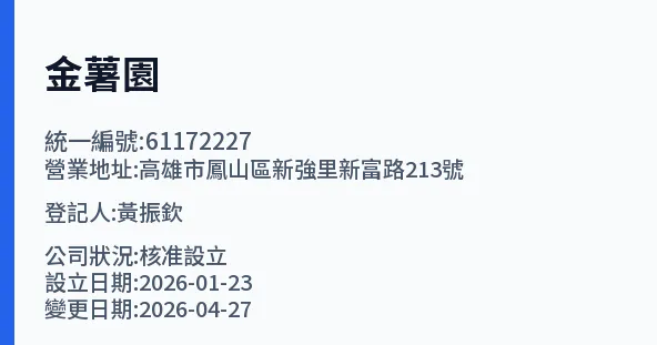 金薯園的照片-統編 61172227(高雄市) 公司登記資料與營業項目詳細圖表
