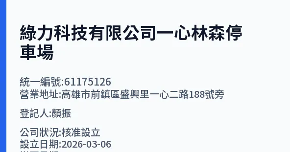綠力科技有限公司一心林森停車場的照片-統編 61175126(高雄市) 公司登記資料與營業項目詳細圖表