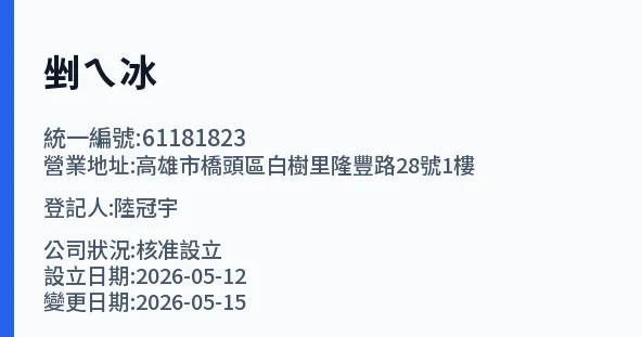 剉ㄟ冰的照片-統編 61181823(高雄市) 公司登記資料與營業項目詳細圖表