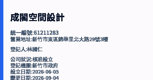 成閣空間設計的照片-統編 61211283 公司登記資料與營業項目詳細圖表