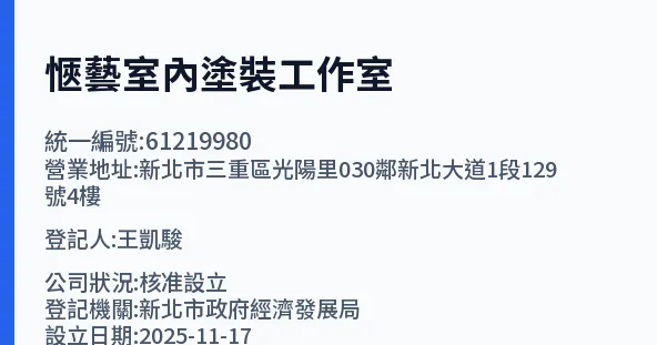 愜藝室內塗裝工作室的照片-統編 61219980(新北市) 公司登記資料與營業項目詳細圖表