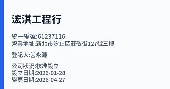 浤淇工程行的照片-統編 61237116(新北市) 公司登記資料與營業項目詳細圖表