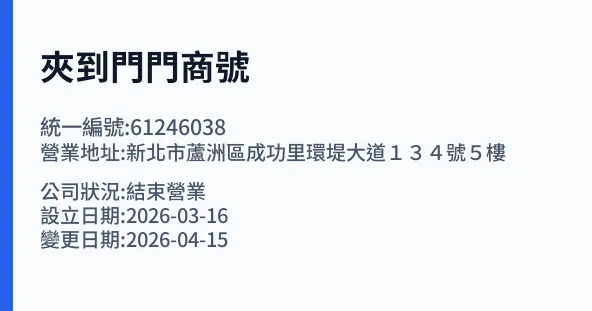 夾到門門商號的照片-統編 61246038(新北市) 公司登記資料與營業項目詳細圖表