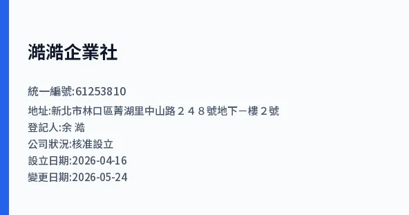 澔澔企業社的照片-統編 61253810(新北市) 公司登記資料與營業項目詳細圖表