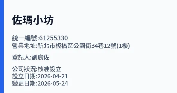 佐瑪小坊的照片-統編 61255330 公司登記資料與營業項目詳細圖表