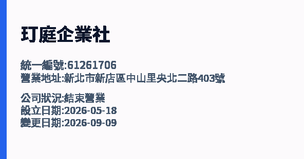 玎庭企業社的照片-統編 61261706 公司登記資料與營業項目詳細圖表