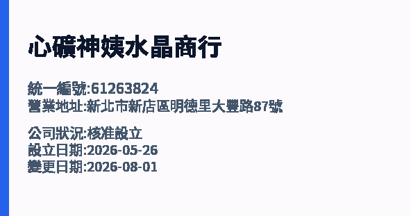 心礦神姨水晶商行的照片-統編 61263824 公司登記資料與營業項目詳細圖表