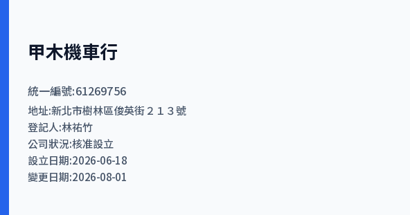 甲木機車行的照片-統編 61269756 公司登記資料與營業項目詳細圖表