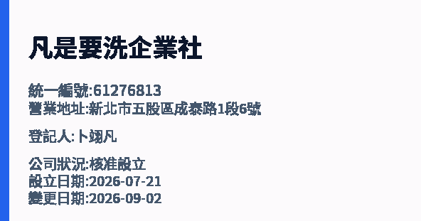 凡是要洗企業社的照片-統編 61276813(新北市) 公司登記資料與營業項目詳細圖表
