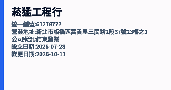 菘猛工程行的照片-統編 61278777 公司登記資料與營業項目詳細圖表