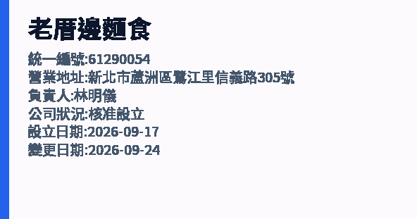 老厝邊麵食的照片-統編 61290054(新北市) 公司登記資料與營業項目詳細圖表