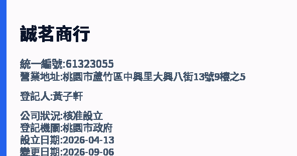 誠茗商行的照片-統編 61323055 公司登記資料與營業項目詳細圖表