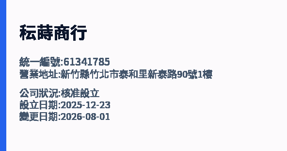 秐蒔商行的照片-統編 61341785 公司登記資料與營業項目詳細圖表