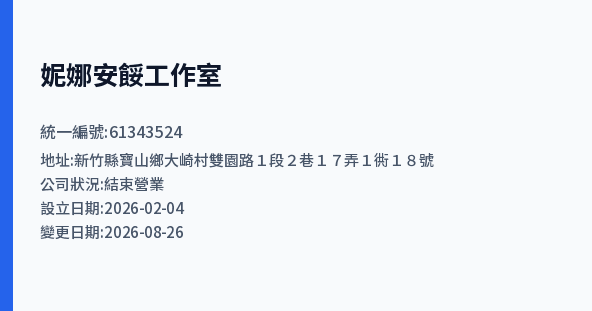 妮娜安餒工作室的照片-統編 61343524 公司登記資料與營業項目詳細圖表