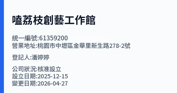 嗑荔枝創藝工作館的照片-統編 61359200(桃園市) 公司登記資料與營業項目詳細圖表