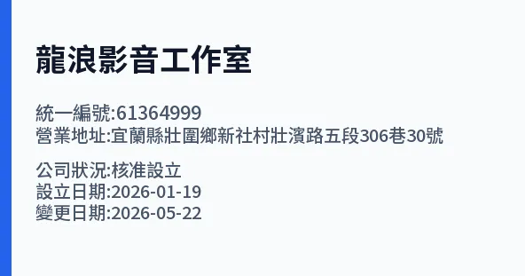 龍浪影音工作室的照片-統編 61364999 公司登記資料與營業項目詳細圖表