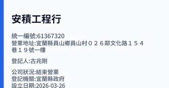 安積工程行的照片-統編 61367320(宜蘭縣) 公司登記資料與營業項目詳細圖表
