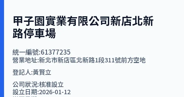 甲子園實業有限公司新店北新路停車場的照片-統編 61377235(新北市) 公司登記資料與營業項目詳細圖表