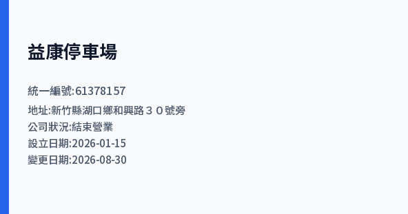 益康停車場的照片-統編 61378157 公司登記資料與營業項目詳細圖表
